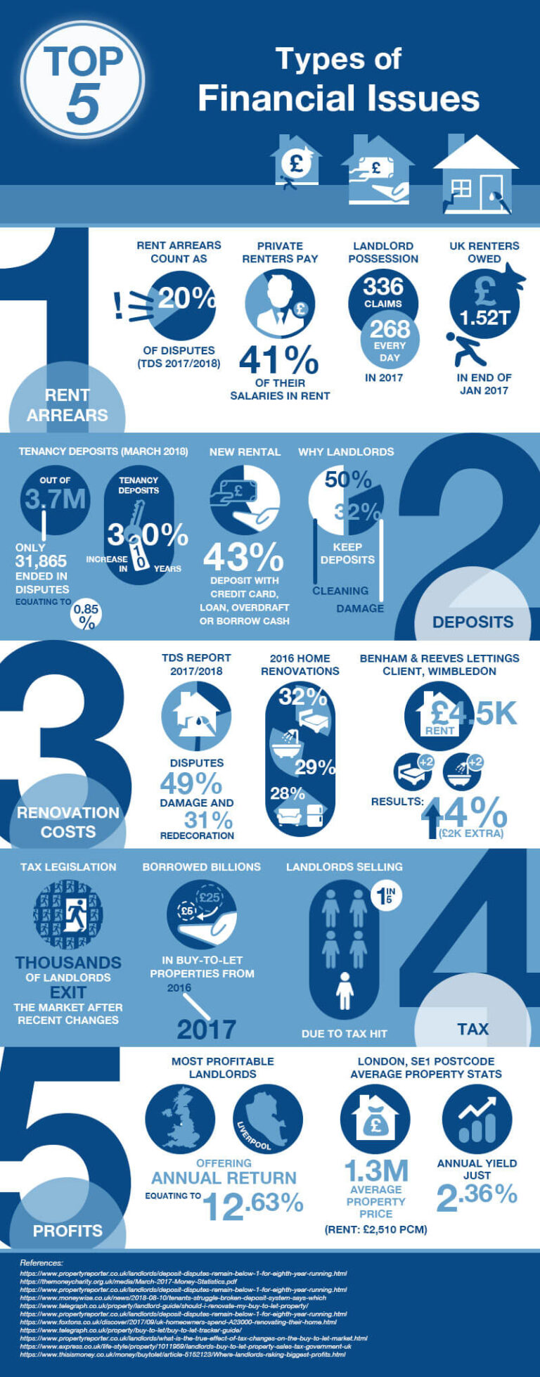 Top 5 Types of Financial Issues Infographic | CIA Landlords